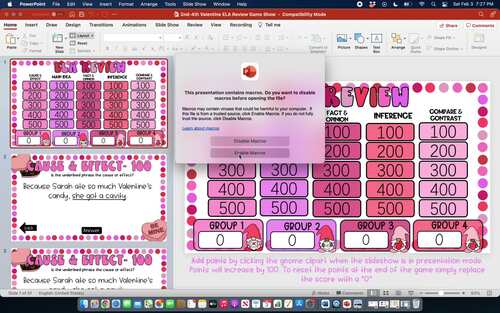 2nd-4th ELA Valentine Review Game Show | Test Prep | No Prep | Jeopardy ...