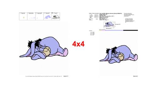 Tired Blue Eeyore Sleeping Winnie Pooh Character Embroidery Designs ...