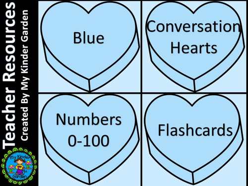 Number Flash Cards 0-100 l Math l Blue Conversation Hearts | TpT