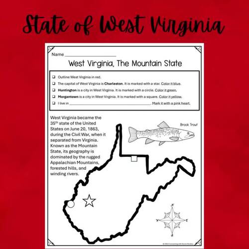 West Virginia Map Worksheets - Find and Color Activities! | TPT