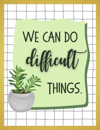 Growth Mindset Motivational Posters with Succulents - Green, Gold, and ...