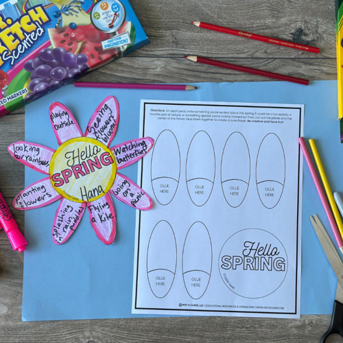 Hello Spring Flower Writing Craft | Fun Spring Bulletin Board Activity ...