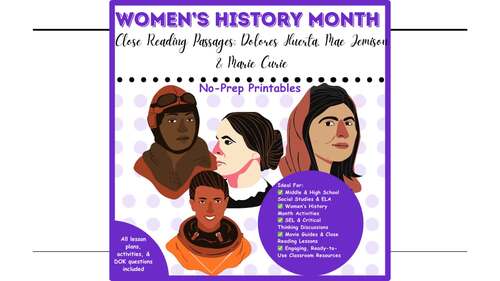 Close Reading Passages | Women's History | Grades 6 - 12 DOK Questions