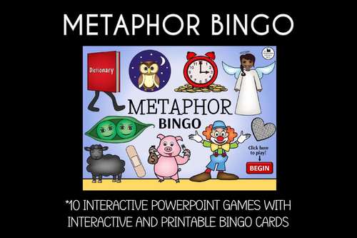 Metaphor PowerPoint Games - Bingo games with examples of metaphors in ...