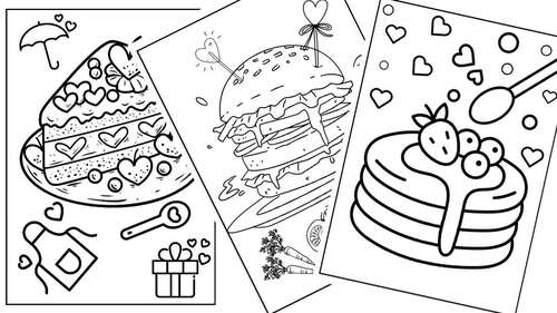 Valentine Sweet and Drink Coloring Pages, Valentine Coloring Page for Kids