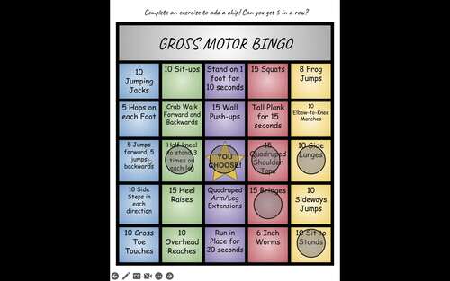 Gross Motor Bingo - Clickable PPT by Tam's Teletherapy | TPT