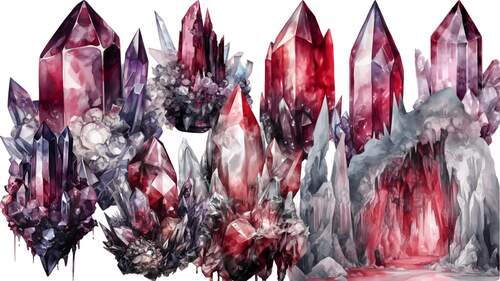 Watercolor Gothic Vampiric Crystals Clipart Set of 20 Files | TPT