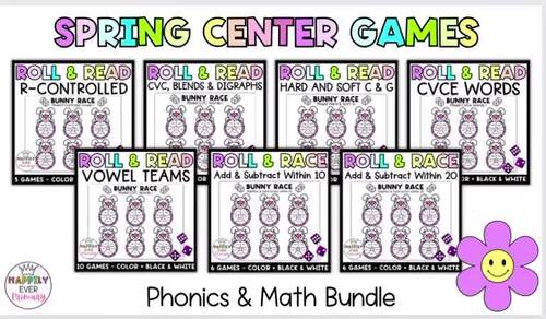 Spring Activities Bundle - Math and Phonics Center Games | TPT
