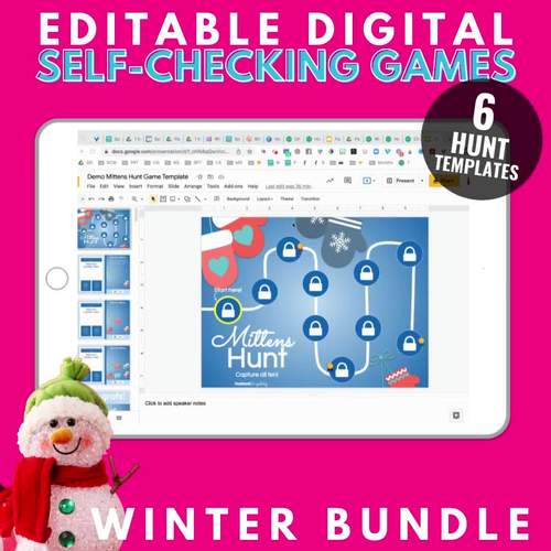 Winter HUNT Google Slides PowerPoint Editable Game Templates Bundle