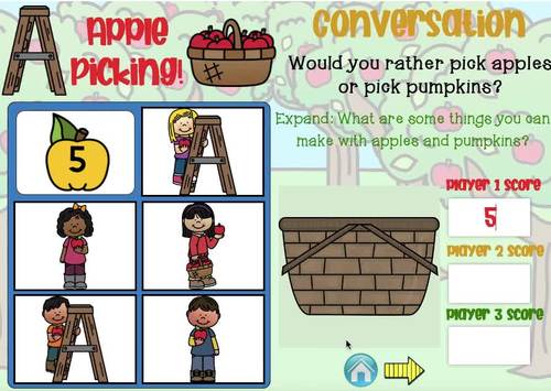 Apple Picking Fall Conversation Game by Speech Rocks | TPT