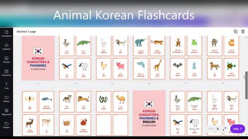 KOREAN ANIMALS FLASH CARDS | Animals Korean Flashcards Animals | TPT