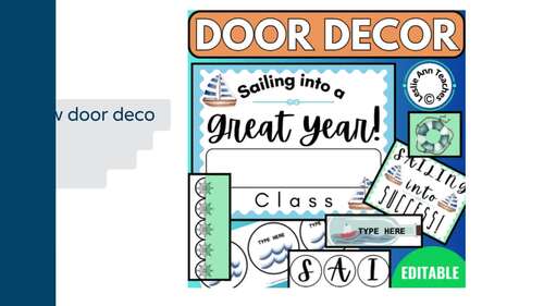 DOOR DECORATIONS Back to School SAILING NAUTICAL | EDITABLE Door Decor ...
