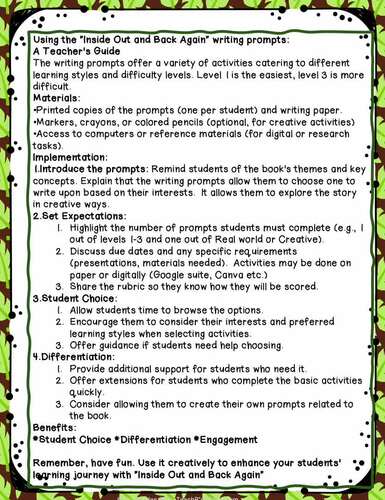 25 Writing Prompts for "Inside Out and Back Again" by Thanhha Lai