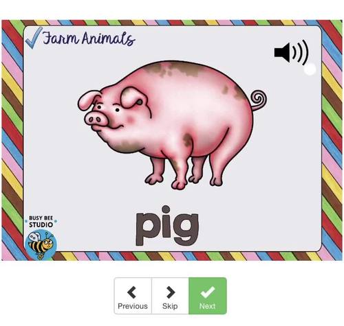 Farm and Farm Animals | Boom Cards | Vocabulary Flashcards with Audio