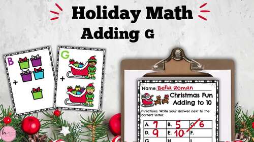 Christmas Math Activity Adding to 10 Write the Room - Add with Facts to 10