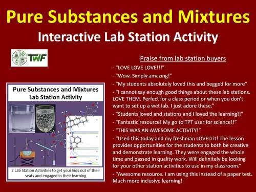 Pure Substances and Mixtures Lab Station Activity | 7 Hands-on Activities