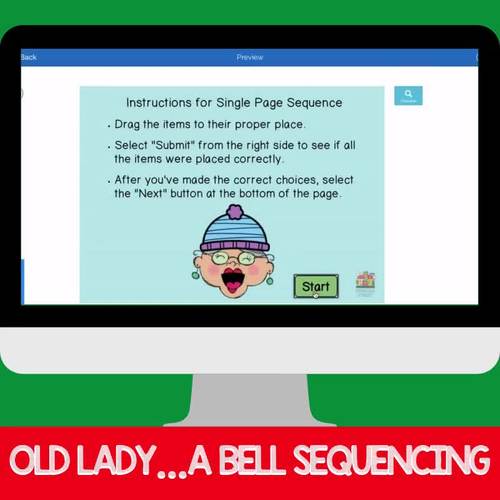 Old Lady Who Swallowed a Bell Sequencing Boom Cards for Speech Teletherapy