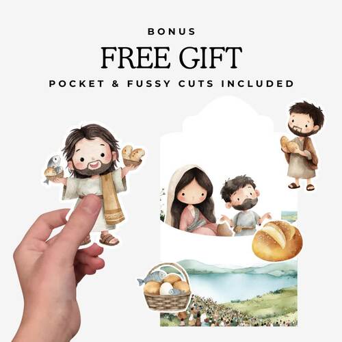 Feeding the 5,000 Bible Story Clipart Bundle – Jesus Miracle Illustration
