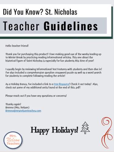 St. Nicholas Christmas Holiday Activity - Middle School ELA | TPT