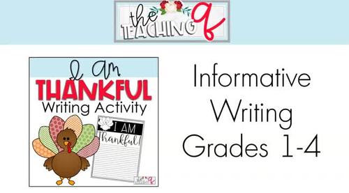 I Am Thankful For Writing Prompt Activity 2nd 3rd Grade | TPT