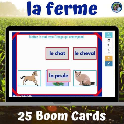 French Farm Vocabulary Boom Learning™ Digital Task Cards la ferme