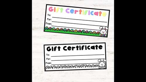 Customizable Gift Certificates | Spring & Easter Theme | Editable ...
