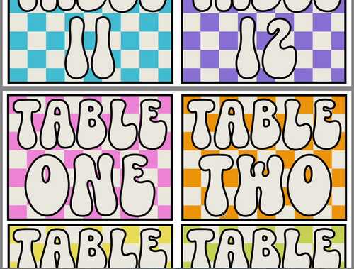 Table Numbers Supply Caddy Classroom Management Gingham Retro Checkered