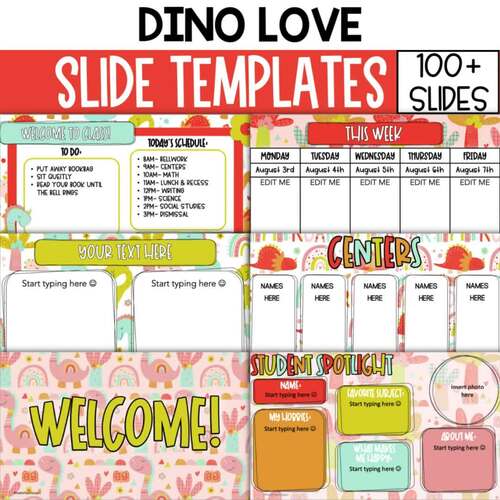 Valentines Slides Templates / Google Slides Templates / Dinosaur Valentines