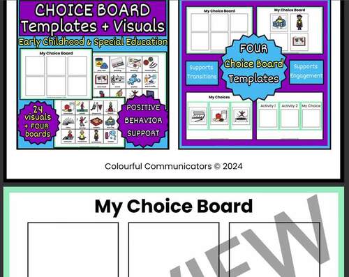 Choice Board Template | Visual Schedule Autism | Calm Down Corner ...
