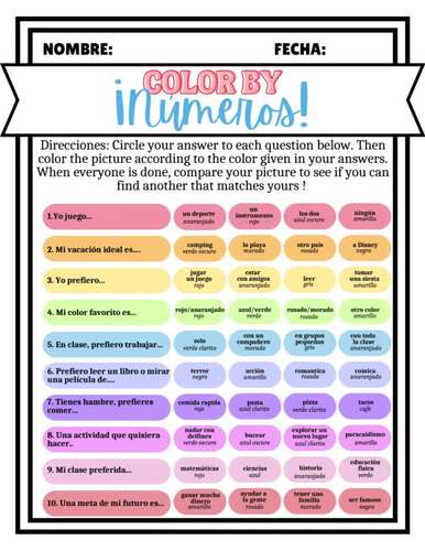 Color By Numbers in Spanish - Back to School by Learn La Lengua | TPT