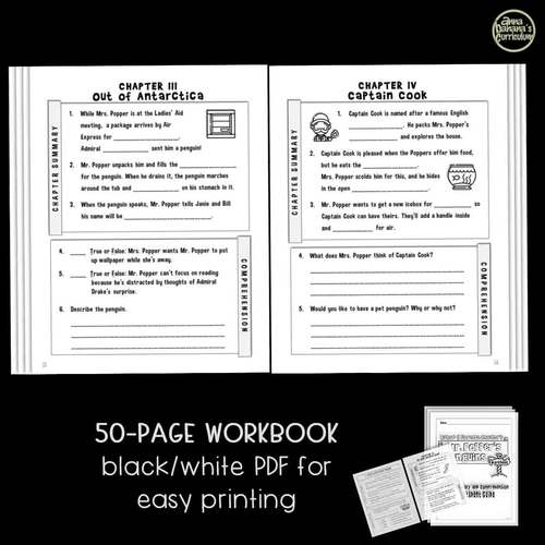 Mr. Popper's Penguins: Vocabulary + Comprehension Workbook DIGITAL & PRINT