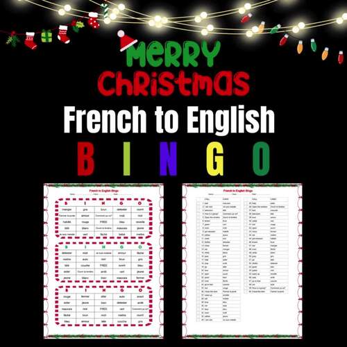 Christmas French to English Vocabulary Bingo | Holiday Language ...