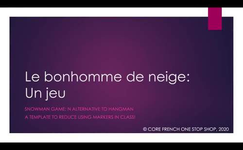 La bonhomme de neige: Un jeu by Core French One Stop Shop | TPT