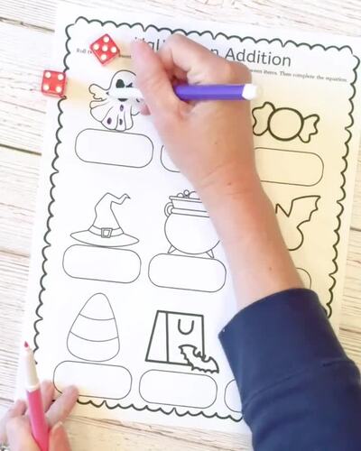 Halloween Math Facts: Addition Printable Game for Early Learners