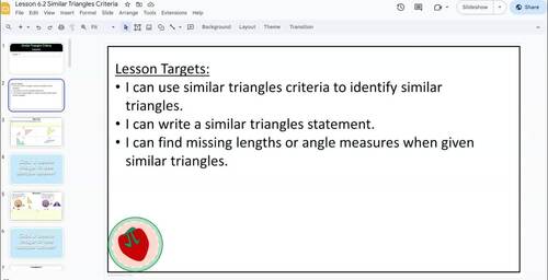 Similar Triangles Criteria Google Sides Digital Lesson by Mathberry Lane