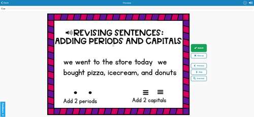 Revising Sentences: Adding Periods and Capitals BOOM™ CARDS | TPT