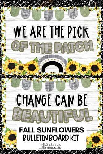 Fall Sunflowers Classroom Decor Bulletin Board Bundle by Ashley McKenzie