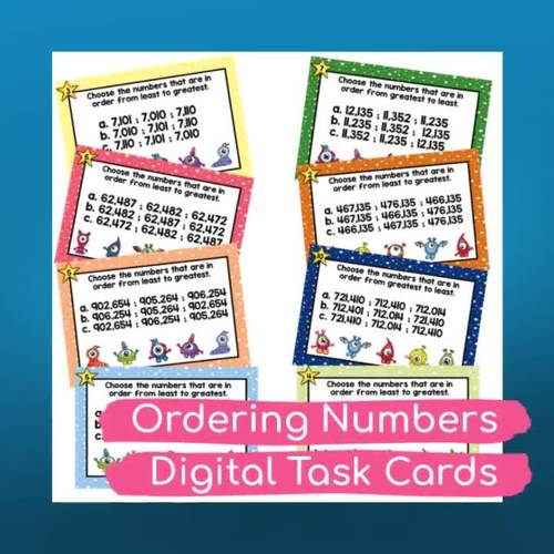 Ordering Numbers Task Cards - Digital Google Forms -Test Prep | TPT
