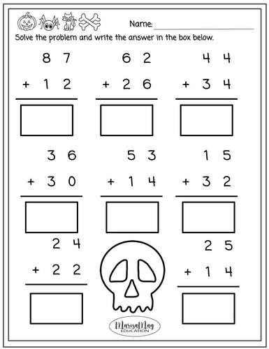 Elementary Math (Lower Level) - Halloween Themed Fun Activity Worksheets