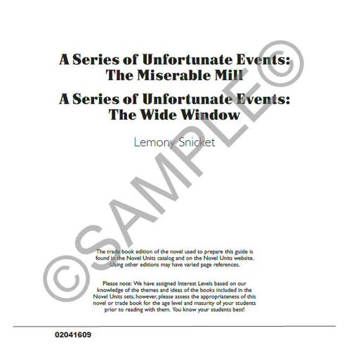 A Series of Unfortunate Events: The Miserable Mill Novel Units® Teacher ...