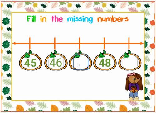 Fall Math Activity Skip Counting on a Number Line Numbers to 100 Boom Cards