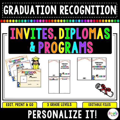 Preschool l PreK l Kindergarten Grad Invites l Diplomas l Program l ...