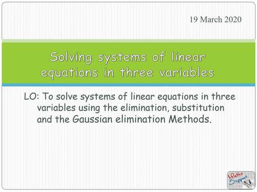 Solving system of linear equations with three unknowns by Maths Support ...