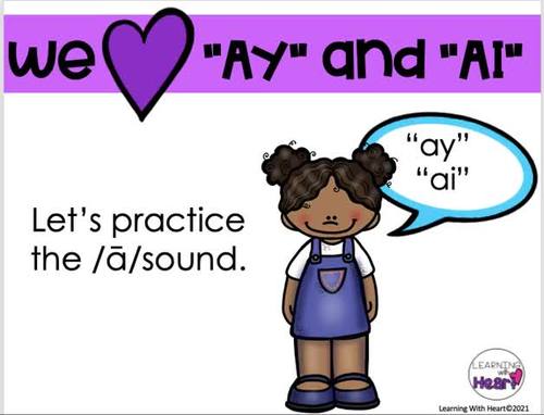 "We Love AY & AI" Long A Phonics Practice Slideshow and Printables