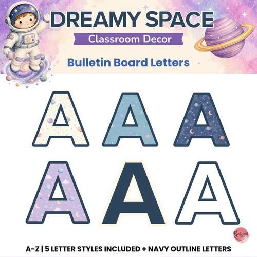 Bulletin Board Letters: Dreamy Space Theme | Galaxy Heading & Space ...