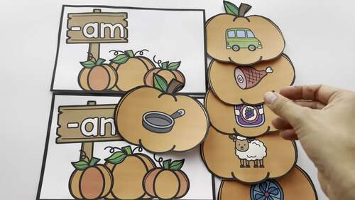 Autumn CVC WORD FAMILIES Short A PUMPKIN SORT Fall Literacy Center Sept ...