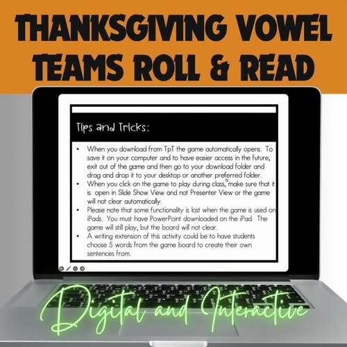 Thanksgiving Multisyllabic Vowel Team Words & Sentences Roll & Read ...