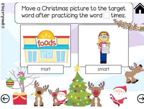 Cluster Reduction & S-blends BOOM CARDS: Christmas Theme by Speechie Pals