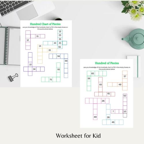 Kindergarten Hundreds Chart of Pieces | Math Activity | Worksheet