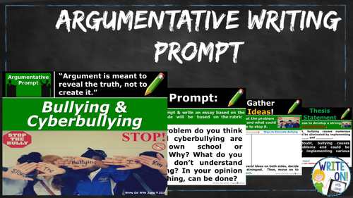 Argumentative Writing w/ Graphic Organizer Rubric Video Bullying ...